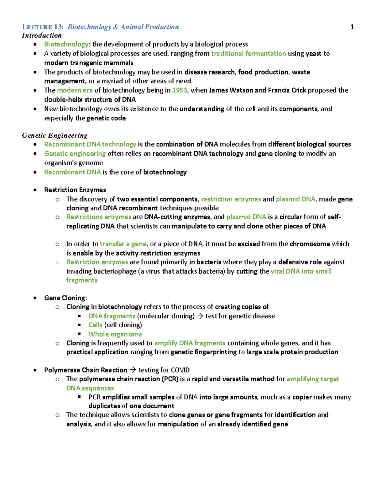 Lecture 13- Biotechnology Animal Production - Introduction ...