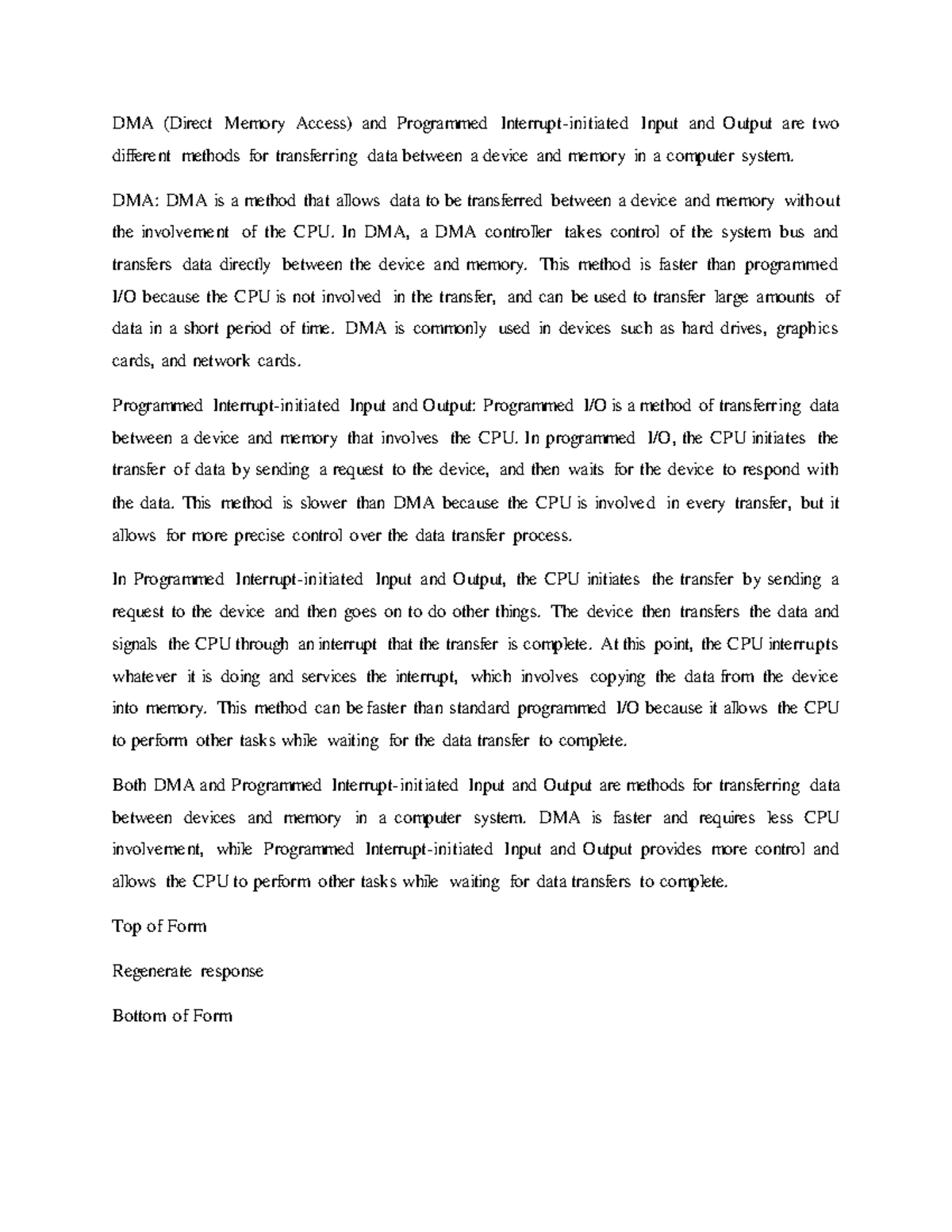 DATA TRANSFER METHODS - DMA (Direct Memory Access) and Programmed ...