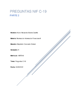 Nif ev1 - Evidencia 1 de NIF II - La empresa Industrias Regias, S. de C. inicia operaciones el ...