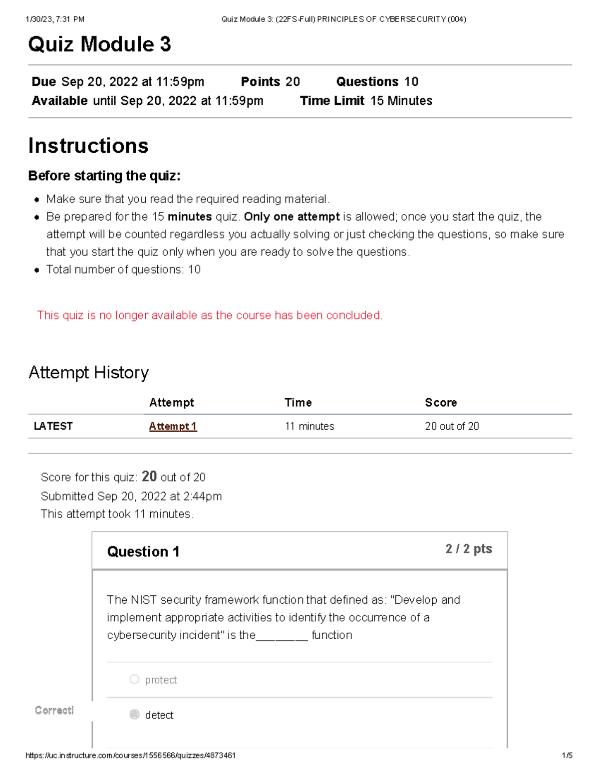 Pocquiz 3 sample - Quiz Module 3 Due Sep 20, 2022 at 11:59pm Points 20 ...