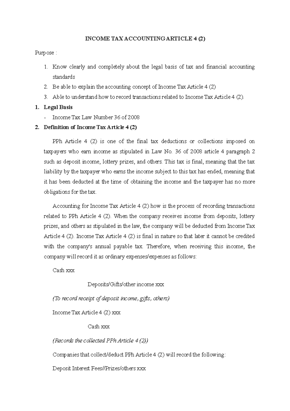 Income TAX Accounting Article 4 - INCOME TAX ACCOUNTING ARTICLE 4 (2 ...