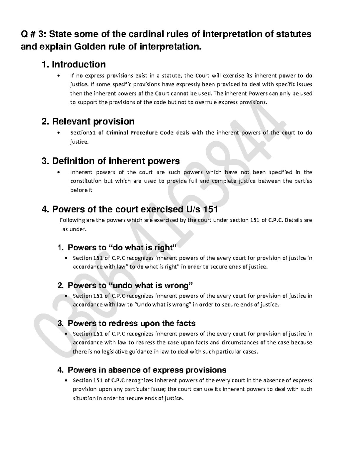 3. Rules of Interpretation - Q # 3: State some of the cardinal rules of ...