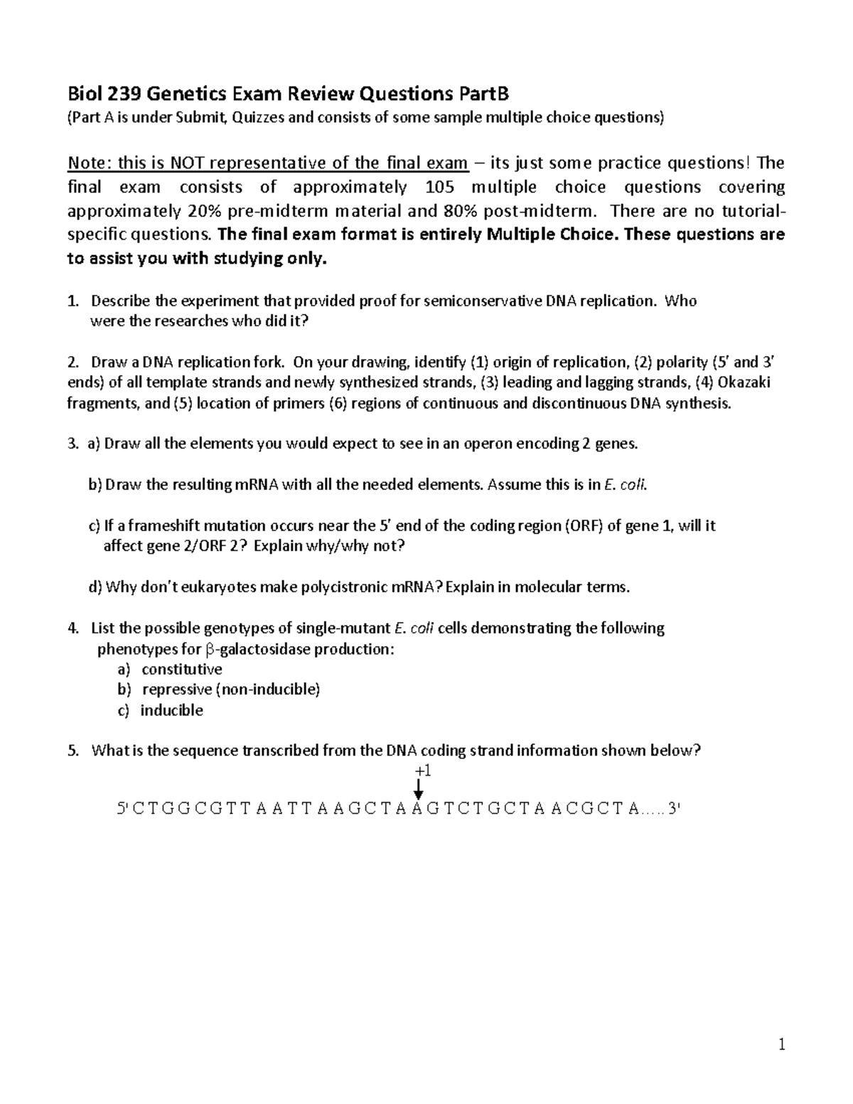 Exam Review Part B Biol 239 Genetics Exam Review Questions PartB exam-review-part-b-biol-239-genetics-exam-review-questions-partb