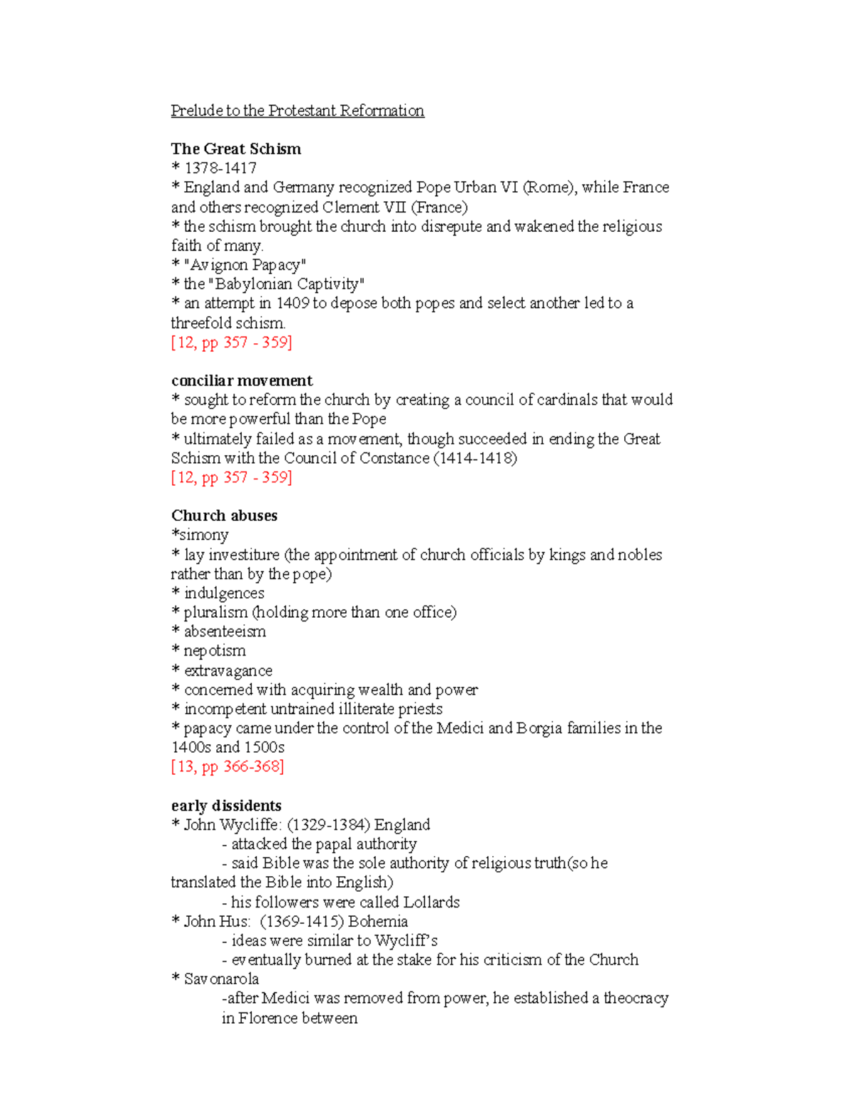 European History Lecture Notes for Lectures 1 through 15 - Prelude to ...