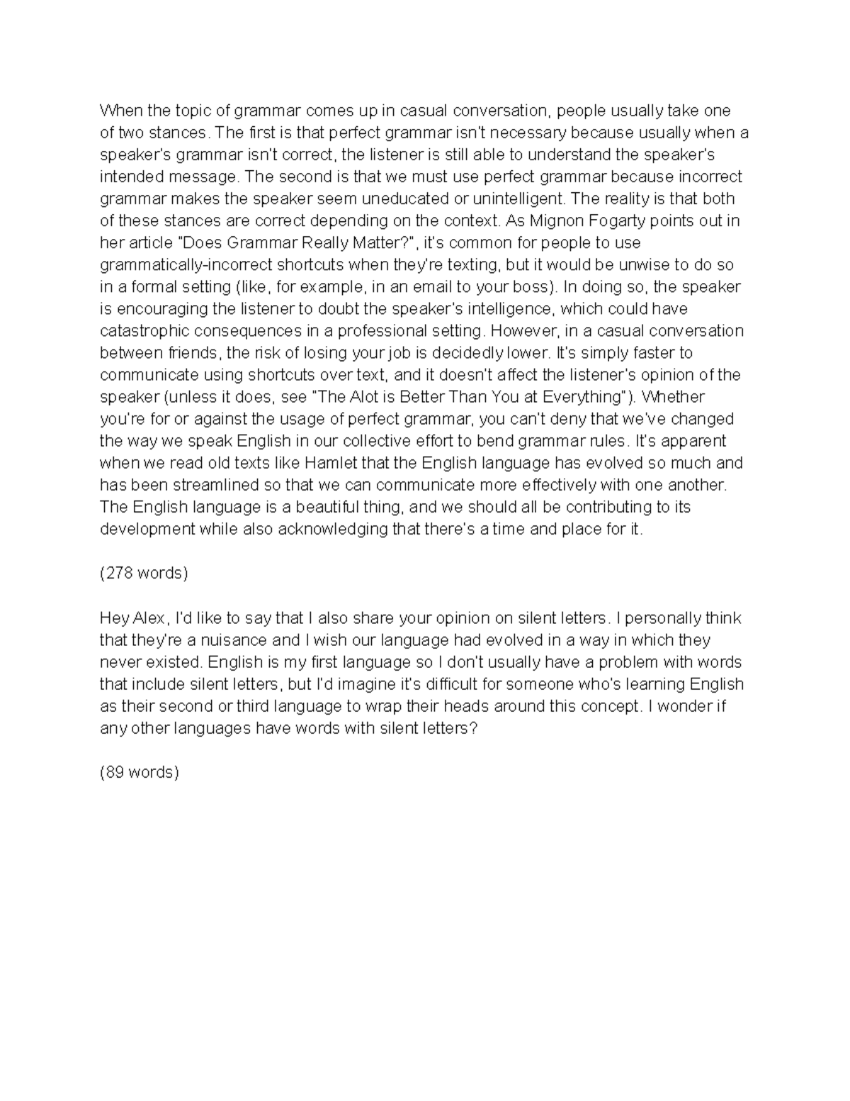Grammar discussion - assignment - When the topic of grammar comes up in ...