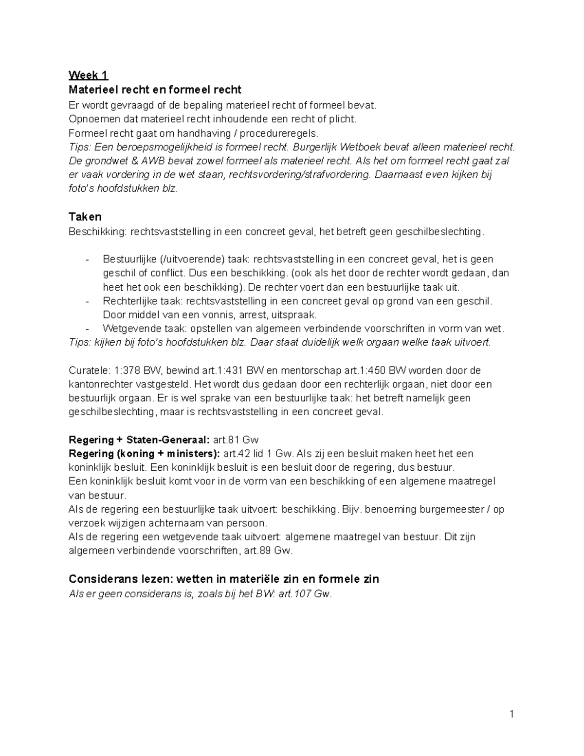 Stappenplan vragen -2 - Week 1 Materieel recht en formeel recht Er ...