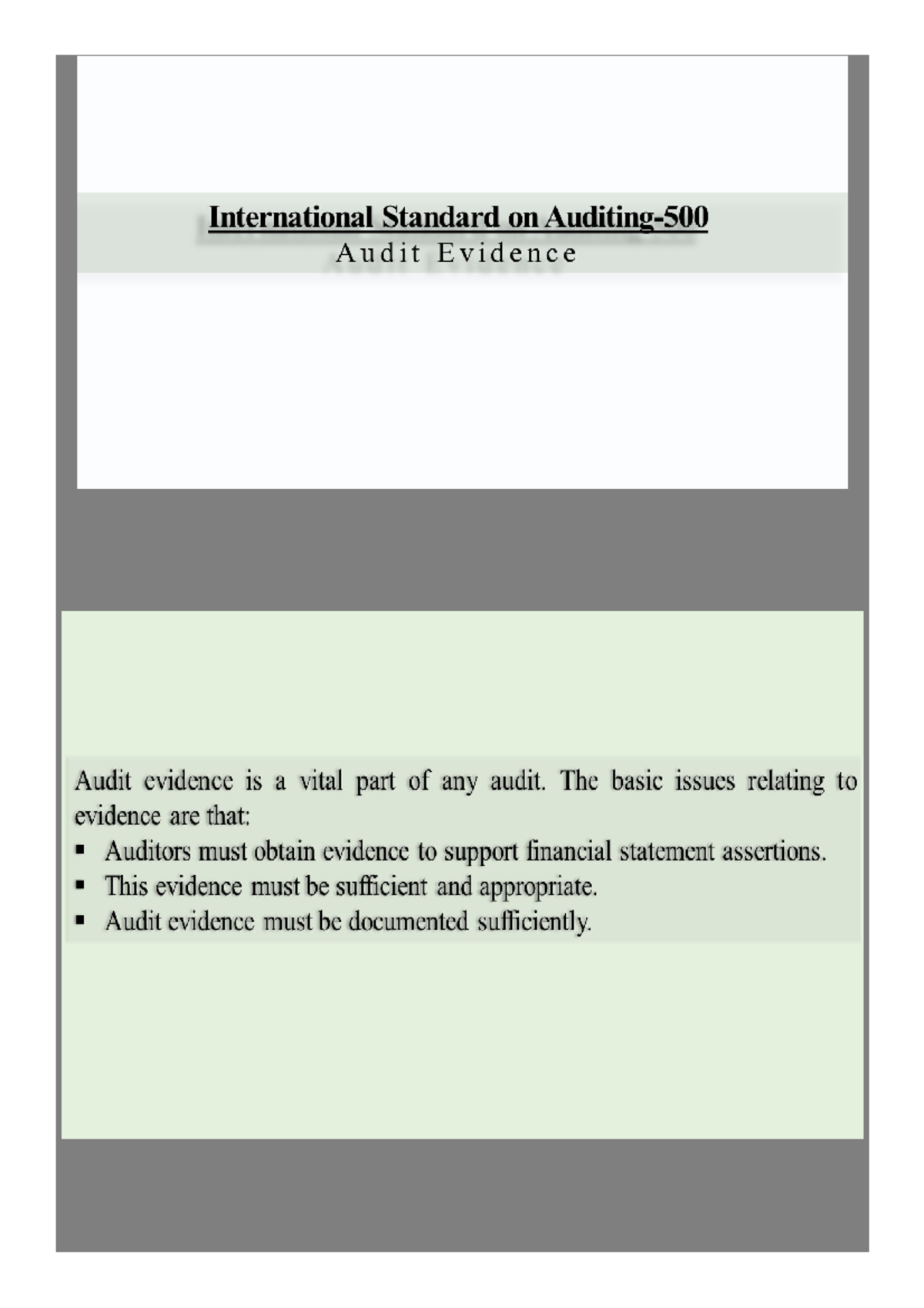 Audit Evidence Class lecture - Auditing - Studocu