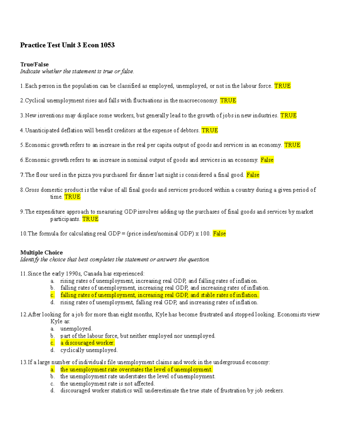 Practice test for Fiscal & Monetary Policy - Practice Test Unit 3 Econ ...