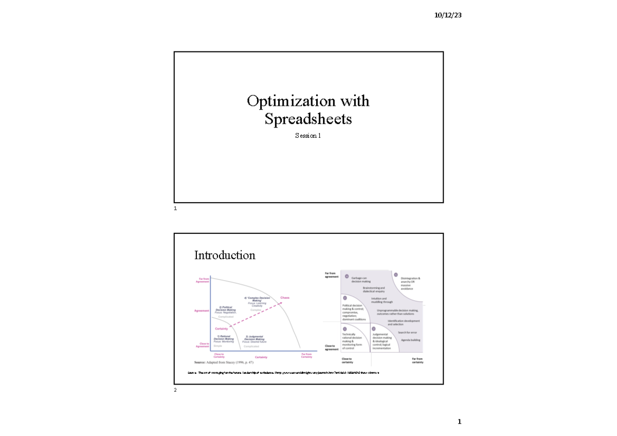 Optimisation Session 1 - Optimization with Spreadsheets Session 1 1 Introduction ####### Source ...