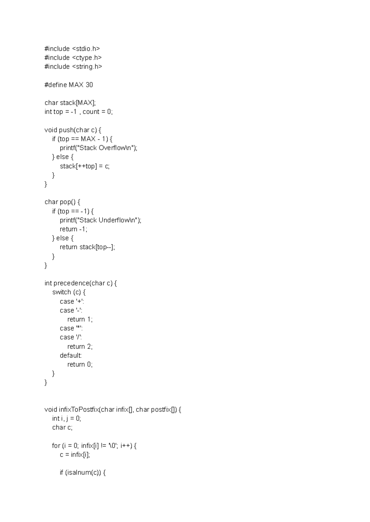 Infixtopostfix 16 - Infix to postfix conversion - #include #include ...
