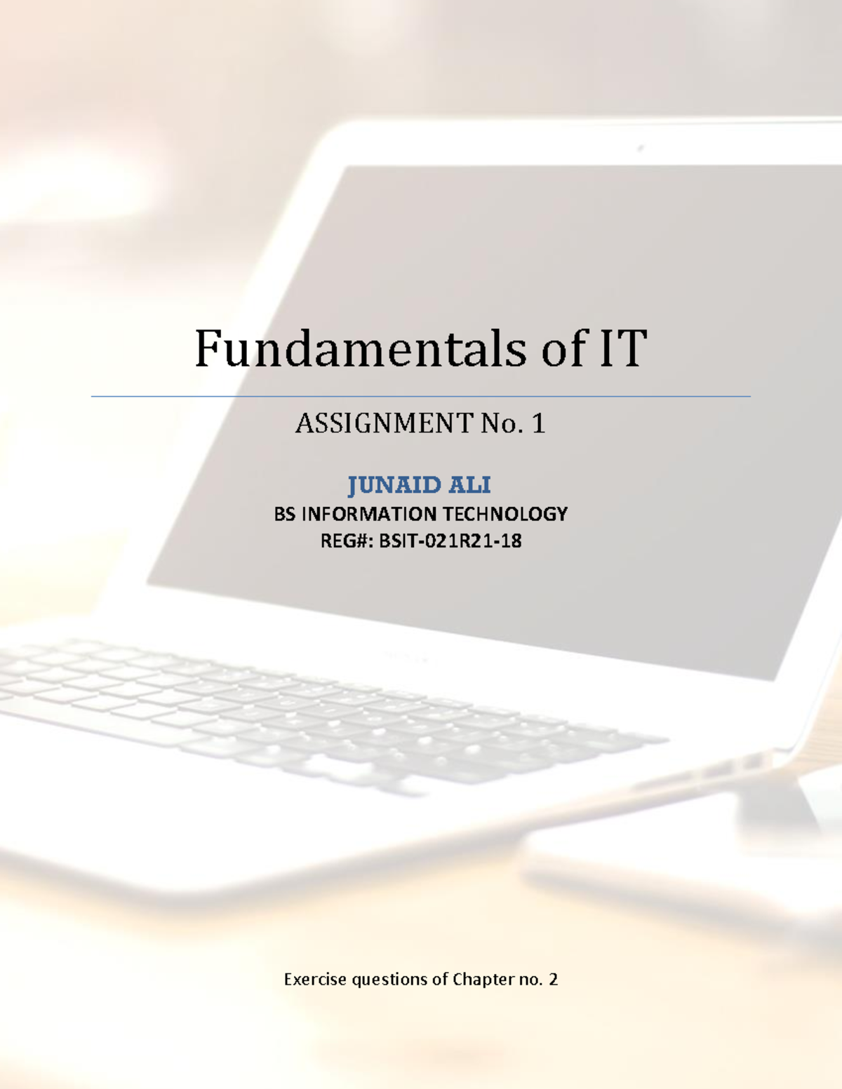 Formatedfi T - exercise questions - Fundamentals of IT ASSIGNMENT No. 1 ...