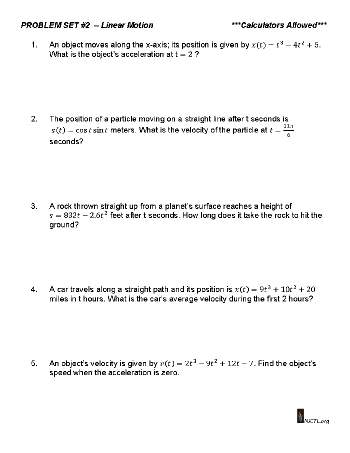 Ap-calcab applications-of-derivatives-cwhw 2021-03-15 - NJCTL PROBLEM ...