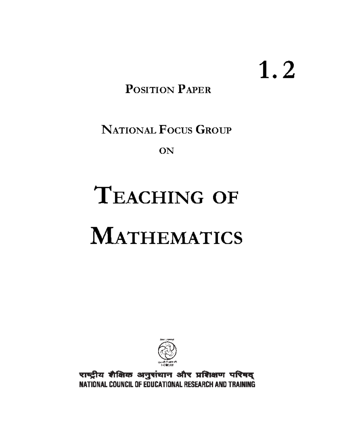 Teaching of Mathematics - POSITION PAPER NATIONAL FOCUS GROUP ON ...