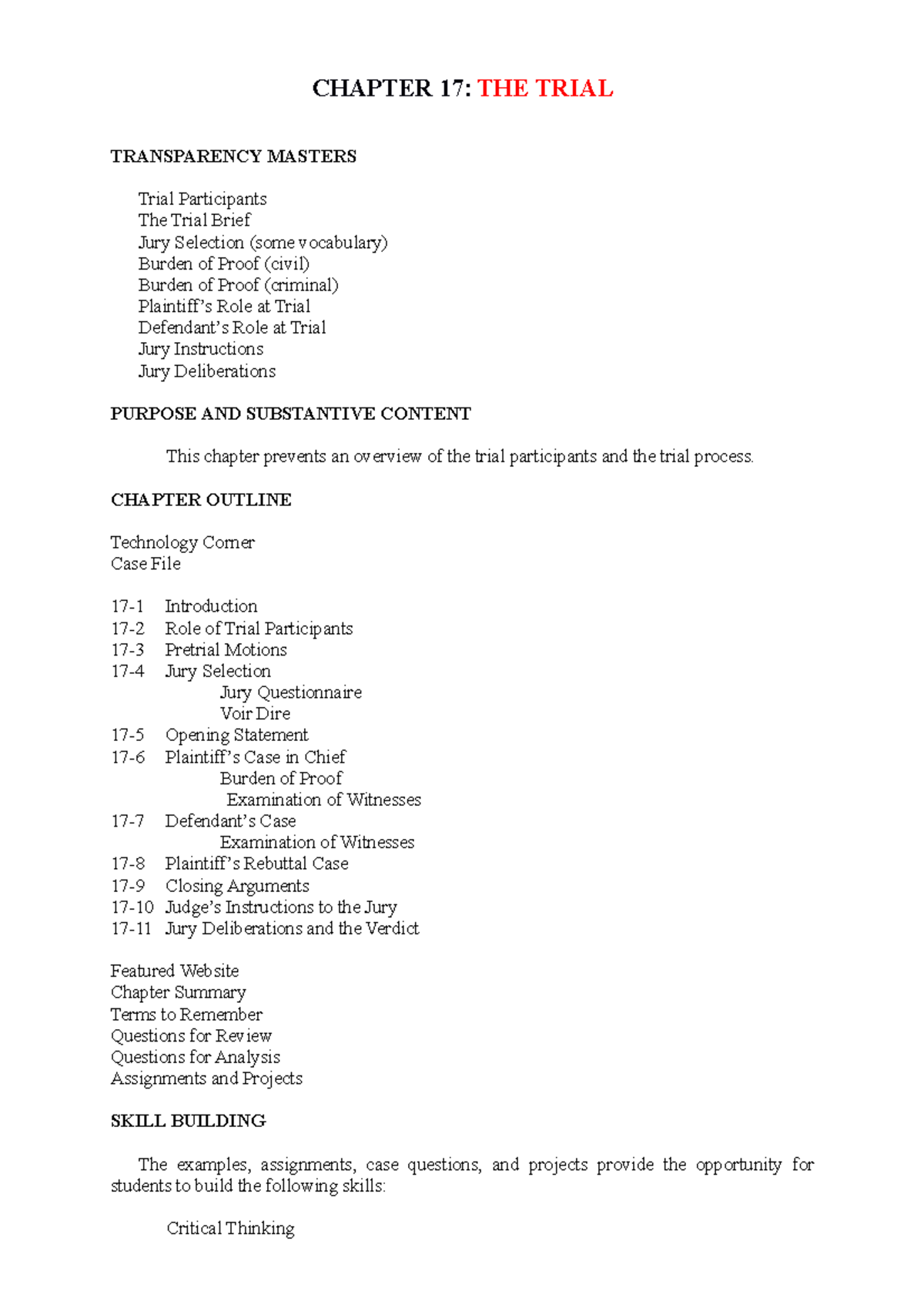 Ch17 The Trial - Introduction-to-Law - CHAPTER 17: THE TRIAL ...