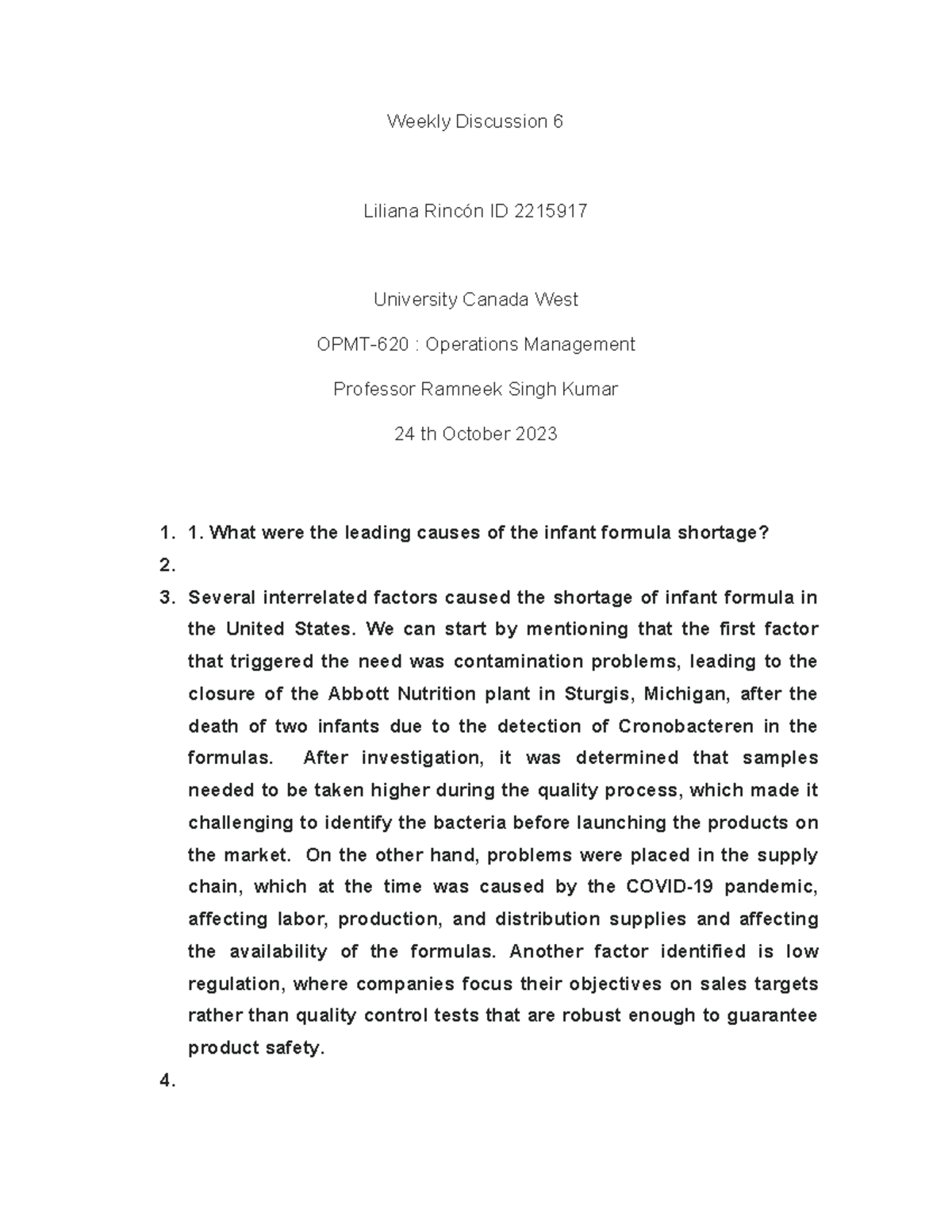 Weekly Discussion 5 - ninguna particular - Weekly Discussion 6 Liliana ...