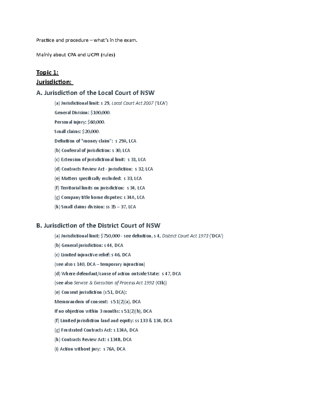 Practice and procedure - Mainly about CPA and UCPR (rules) Topic 1 ...