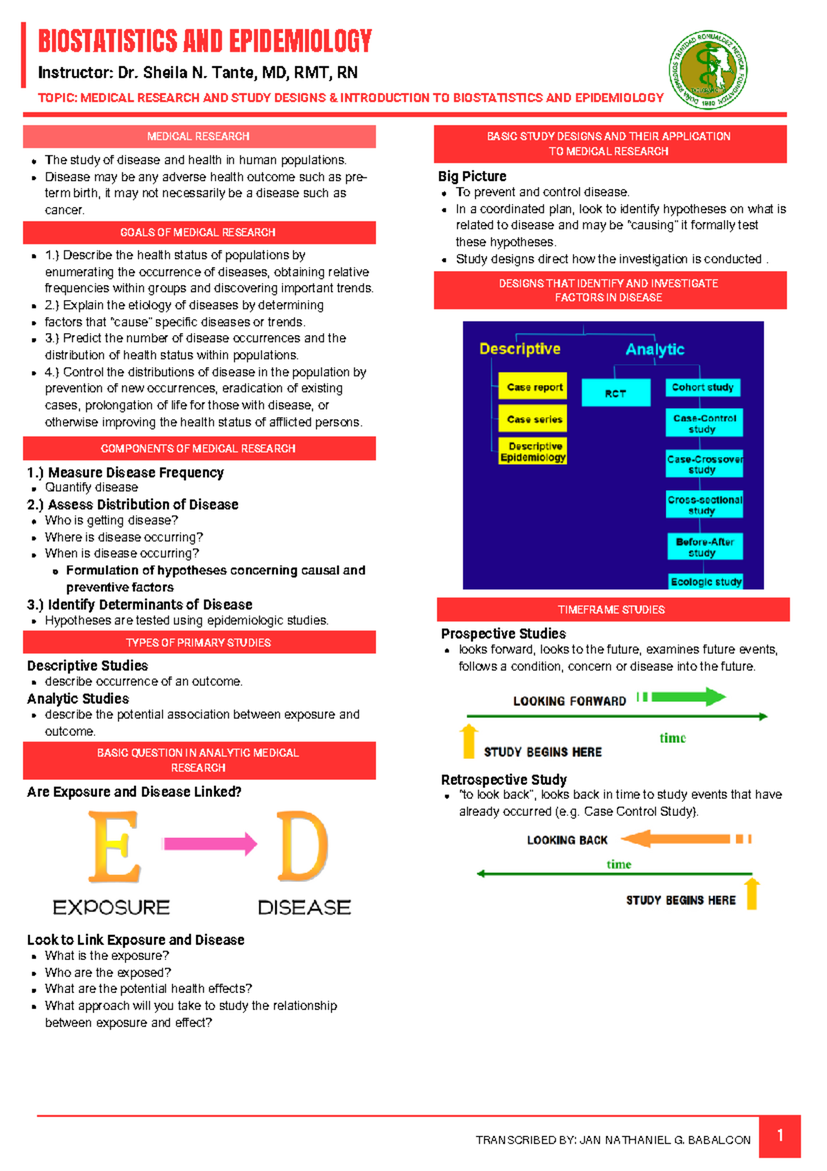 Biostat W3 Extra - sorry - 1 MEDICAL RESEARCH GOALS OF MEDICAL RESEARCH ...
