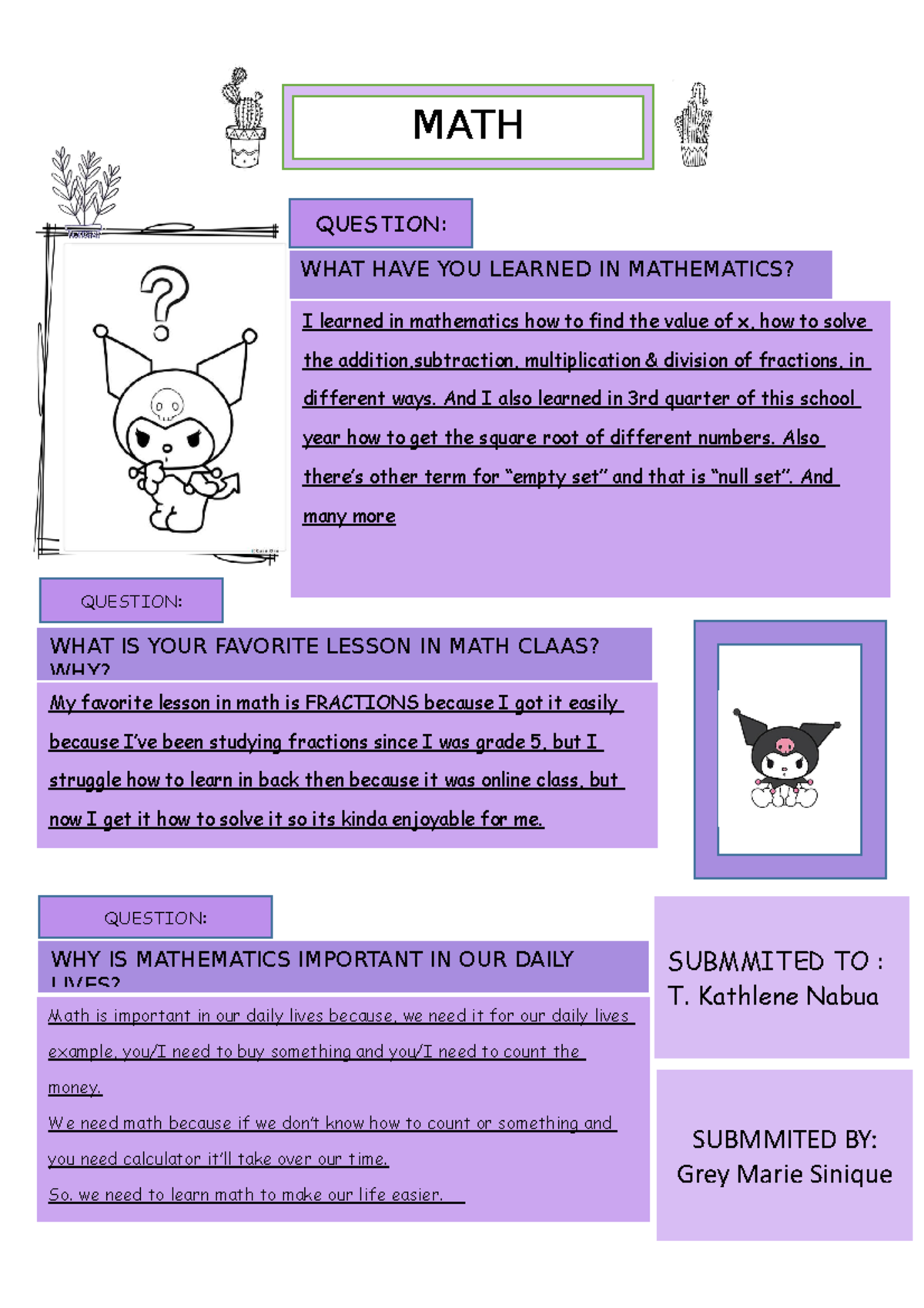 MATH- Project-G7 - For mathematics project for Grade 7 - MATH ...