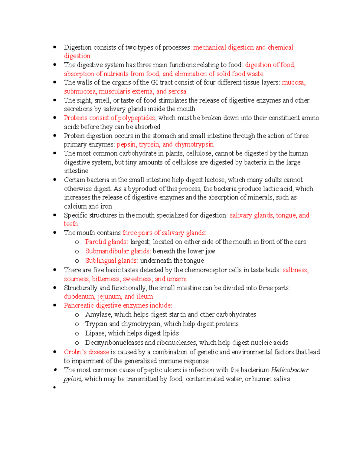 Chapter 17 Textbook Notes - Digestion consists of two types of ...
