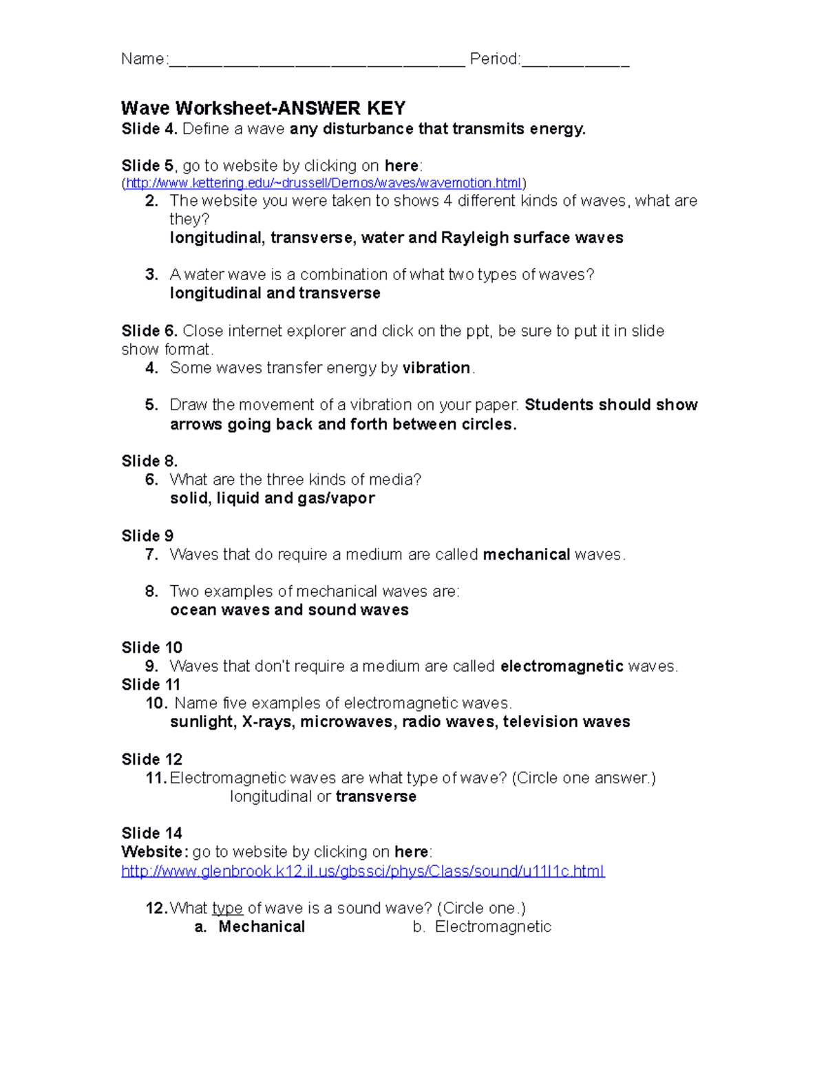Answer-Key-Its-All-About-Waves - Wave Worksheet-ANSWER KEY Slide 4 ...