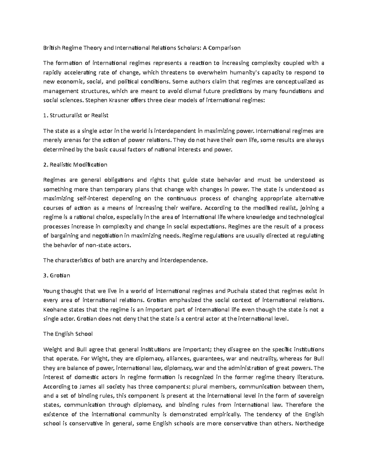 Theory groatian - British Regime Theory and International Relations ...