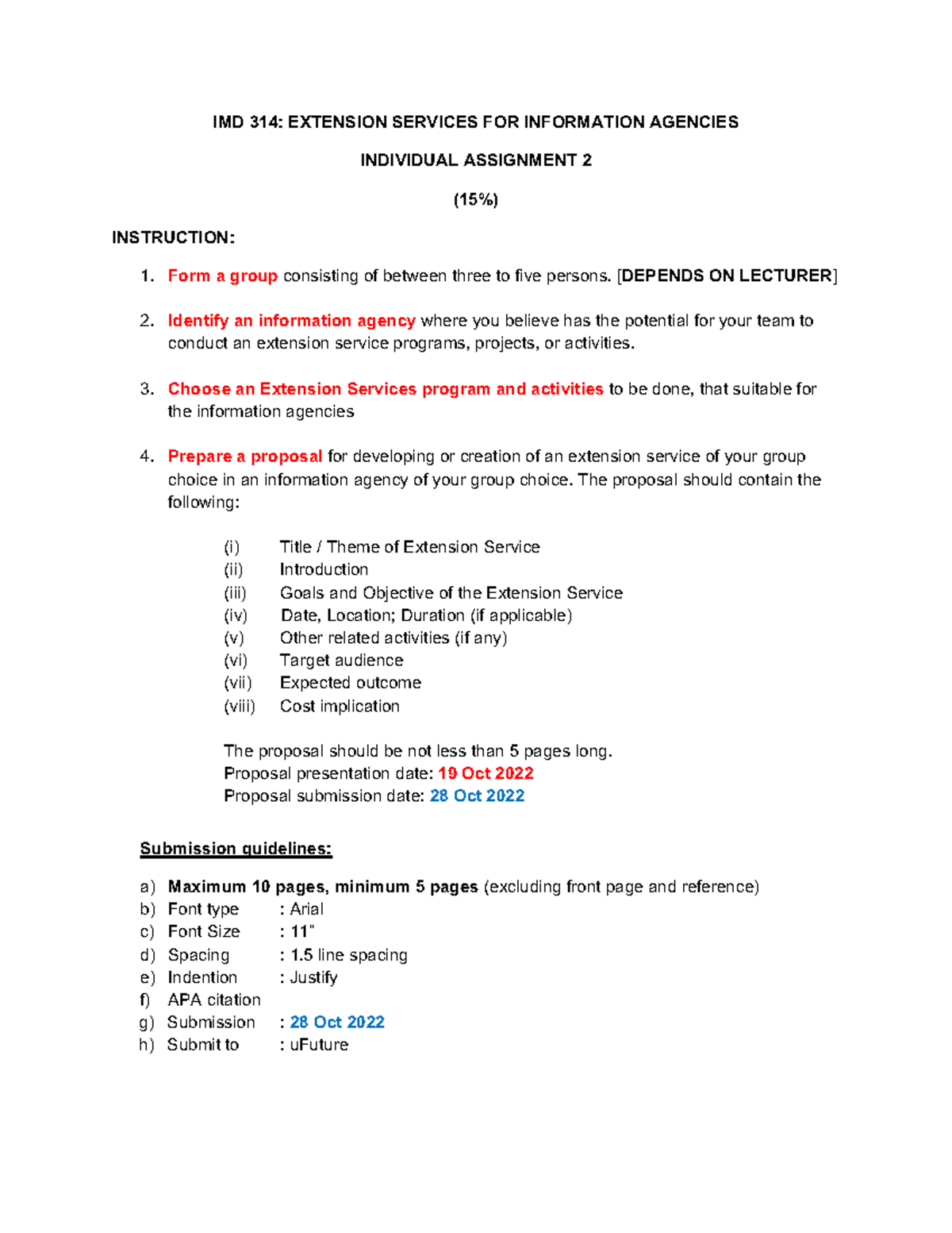 IMD314 Individual Assignment 2 Proposaldoc - IMD 314: EXTENSION SERVICES FOR INFORMATION ...