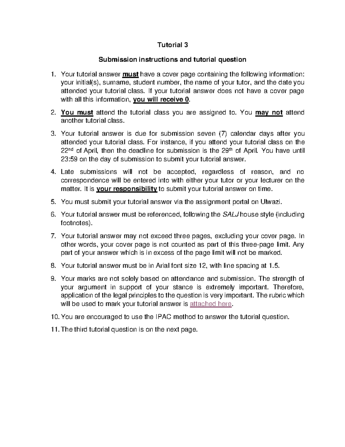 Tutorial 3 instructions and question - Tutorial 3 Submission ...