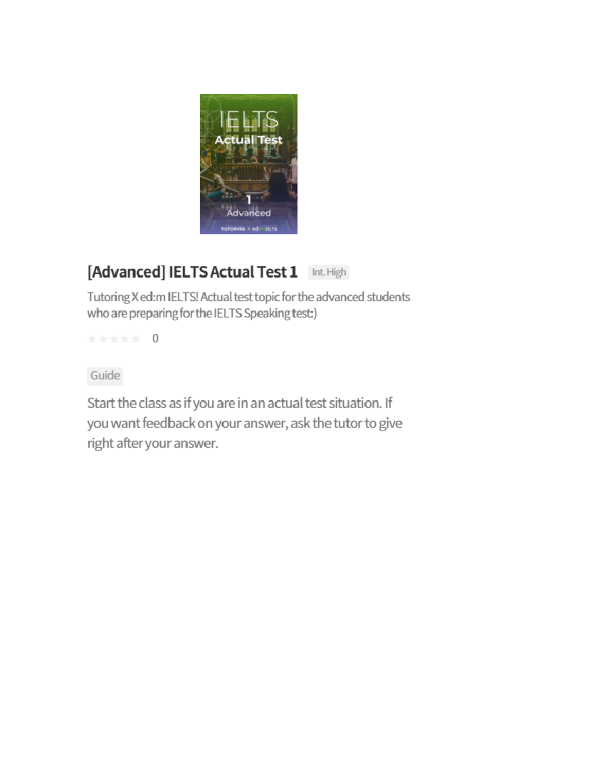 Speaking 1 v1 - ielts - ELTS Actual Test Advanced TUTORING X ed. IELTS ...