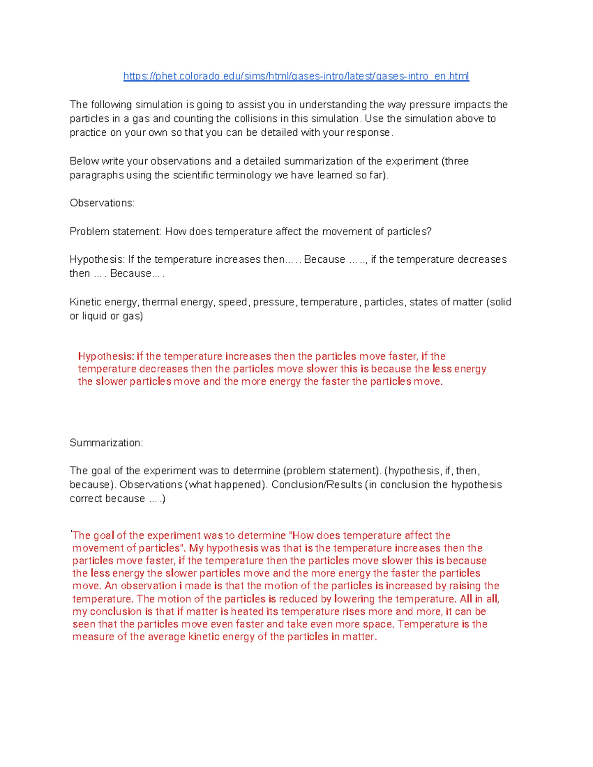 Phet lab done and answered - papatya gunay oct 13 - - Studocu