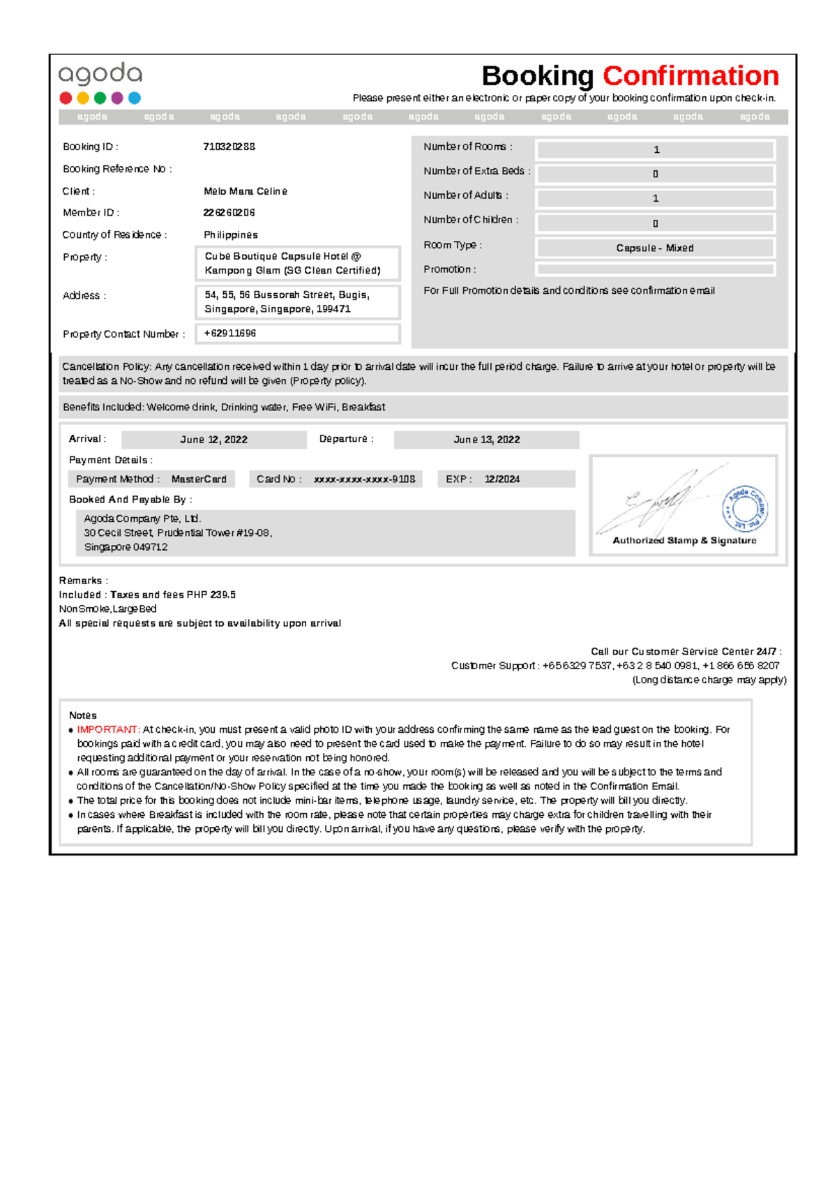Confirmation for Booking ID # 710320288 - Booking Confirmation Please ...