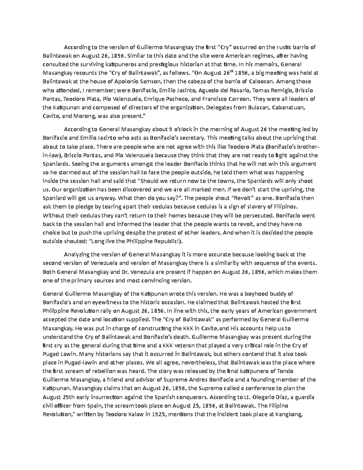 BODY - 22ewfa - According to the version of Guillermo Masangkay the ...