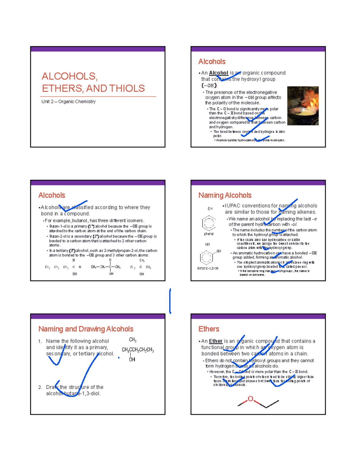 Alcohols, Ethers, and Thiols - Unit 2 – Organic Chemistry ALCOHOLS ...