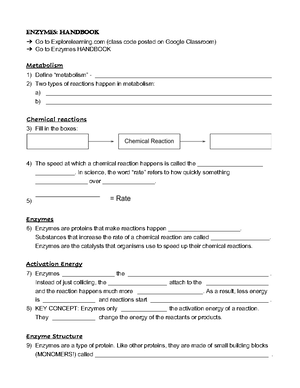 Enzyme Catalysis Lab Report - BIOLOGY LAB REPORT Lab 2: Enzyme ...