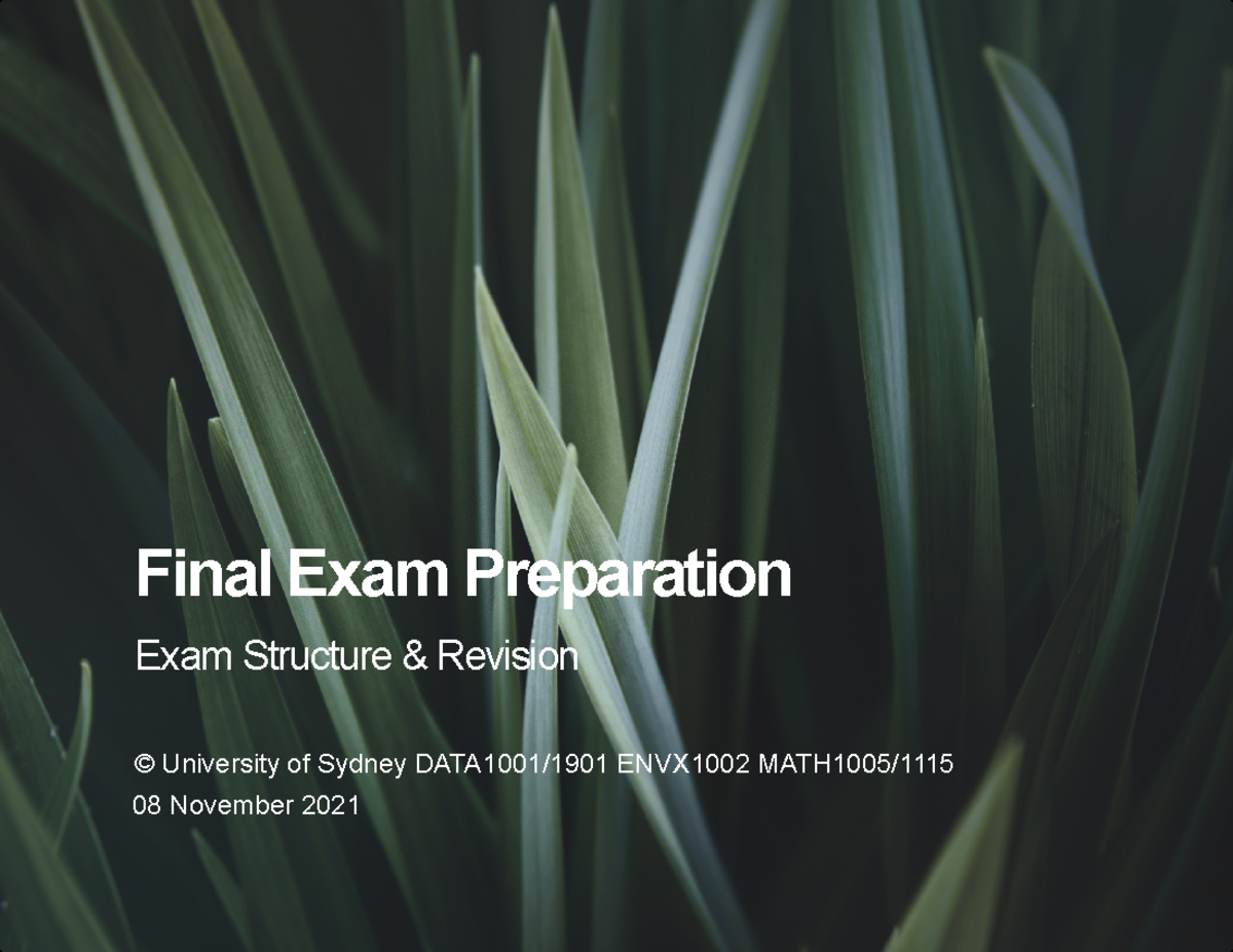 Lecture 24 - Final Exam Preparation Exam Structure & Revision ...