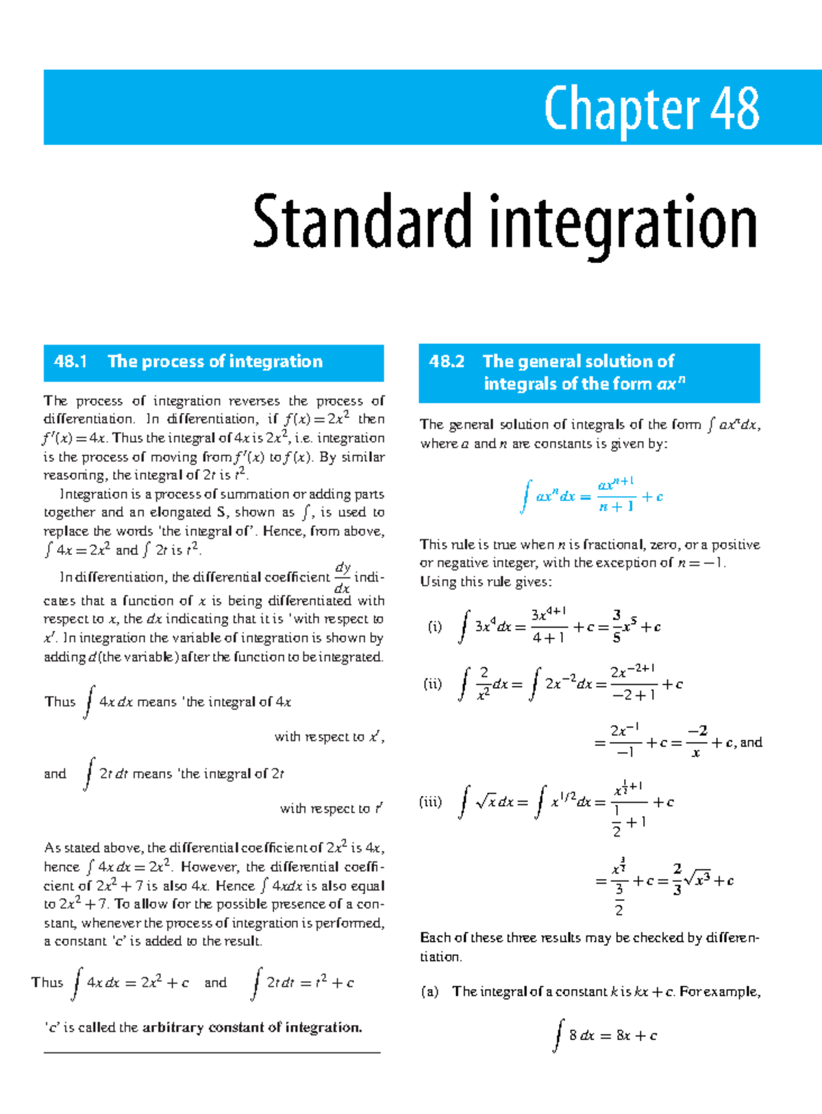 Lecture notes on techniques of integration from calculus 2 - Chapter 48 ...