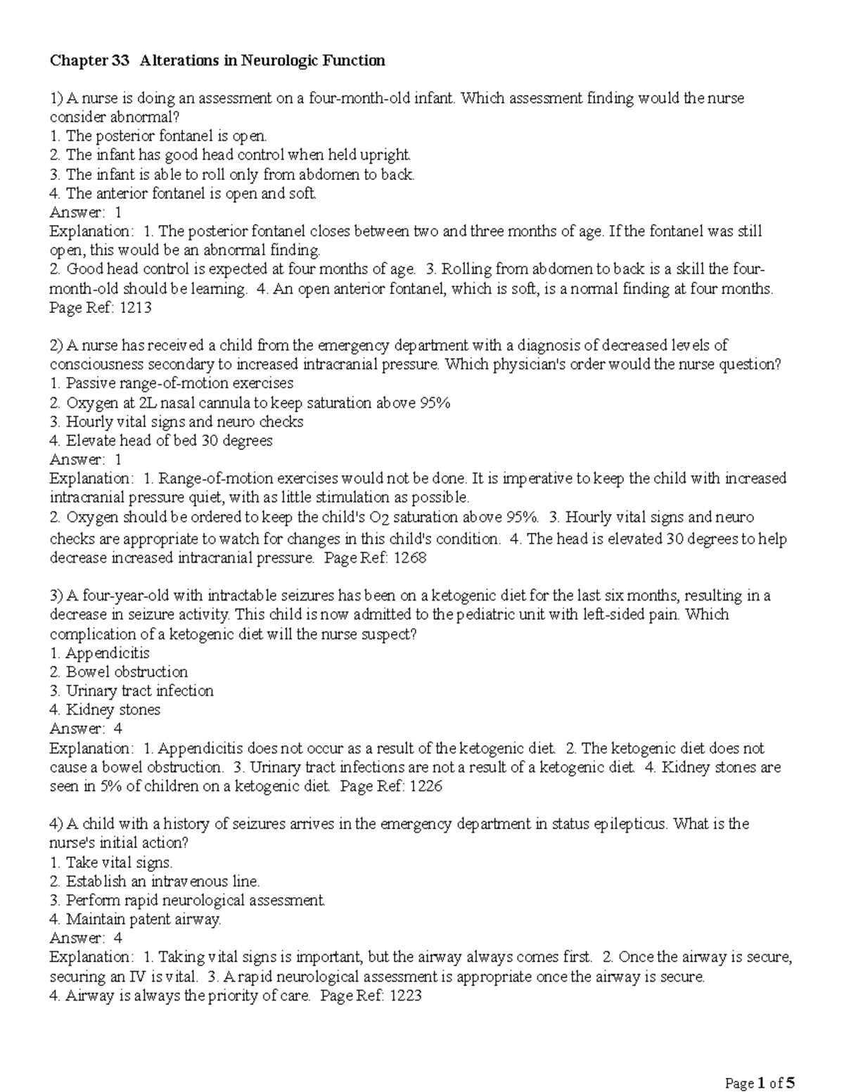 Chapter 33 Alterations in Neurologic Function - Chapter 33 Alterations in Neurologic Function A ...