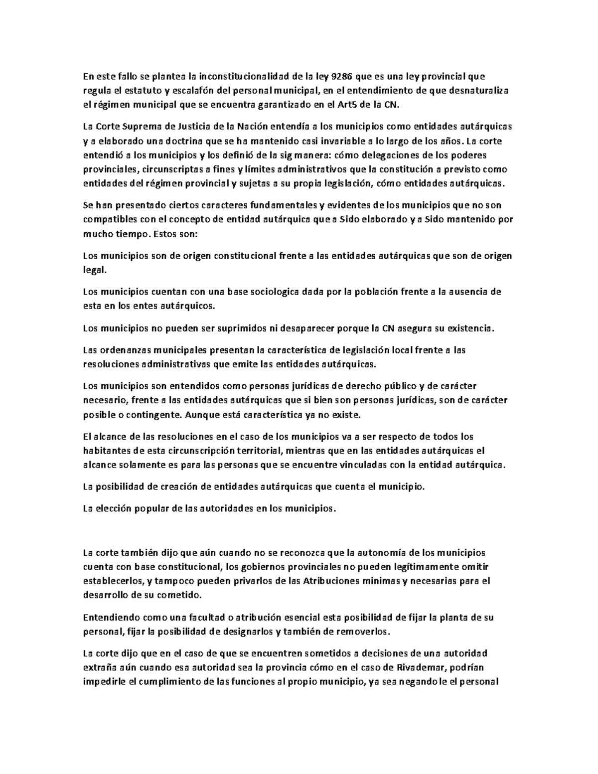 Fallo Rivademar - En este fallo se plantea la inconstitucionalidad de la ley 9286 que es una ley ...