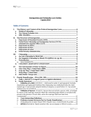 Immigration Law Outline - FOUNDATION OF IMMIGRATION AND CITIZENSHIP LAW ...