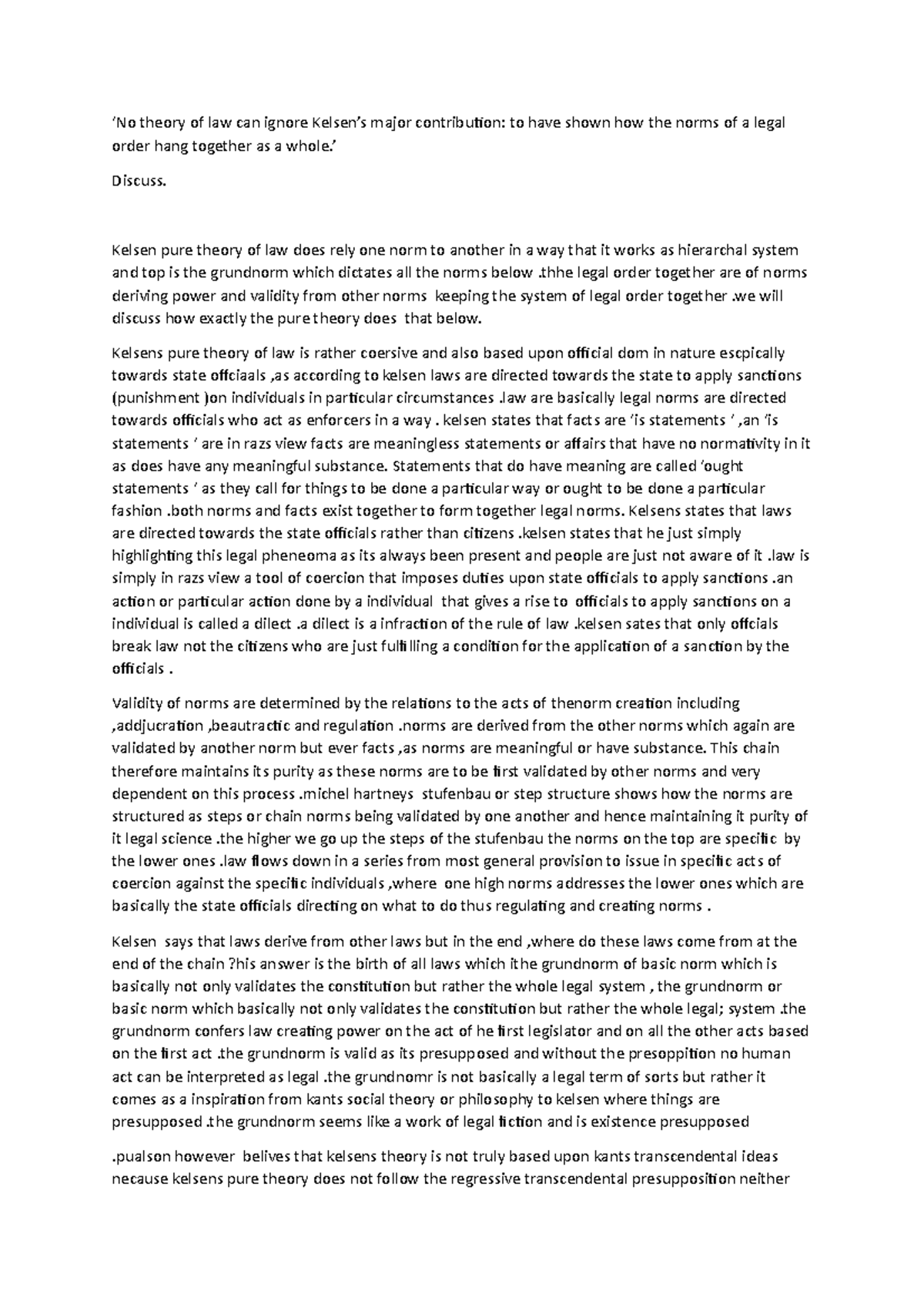 Kelsen - Grundnorm - ‘No theory of law can ignore Kelsen’s major ...