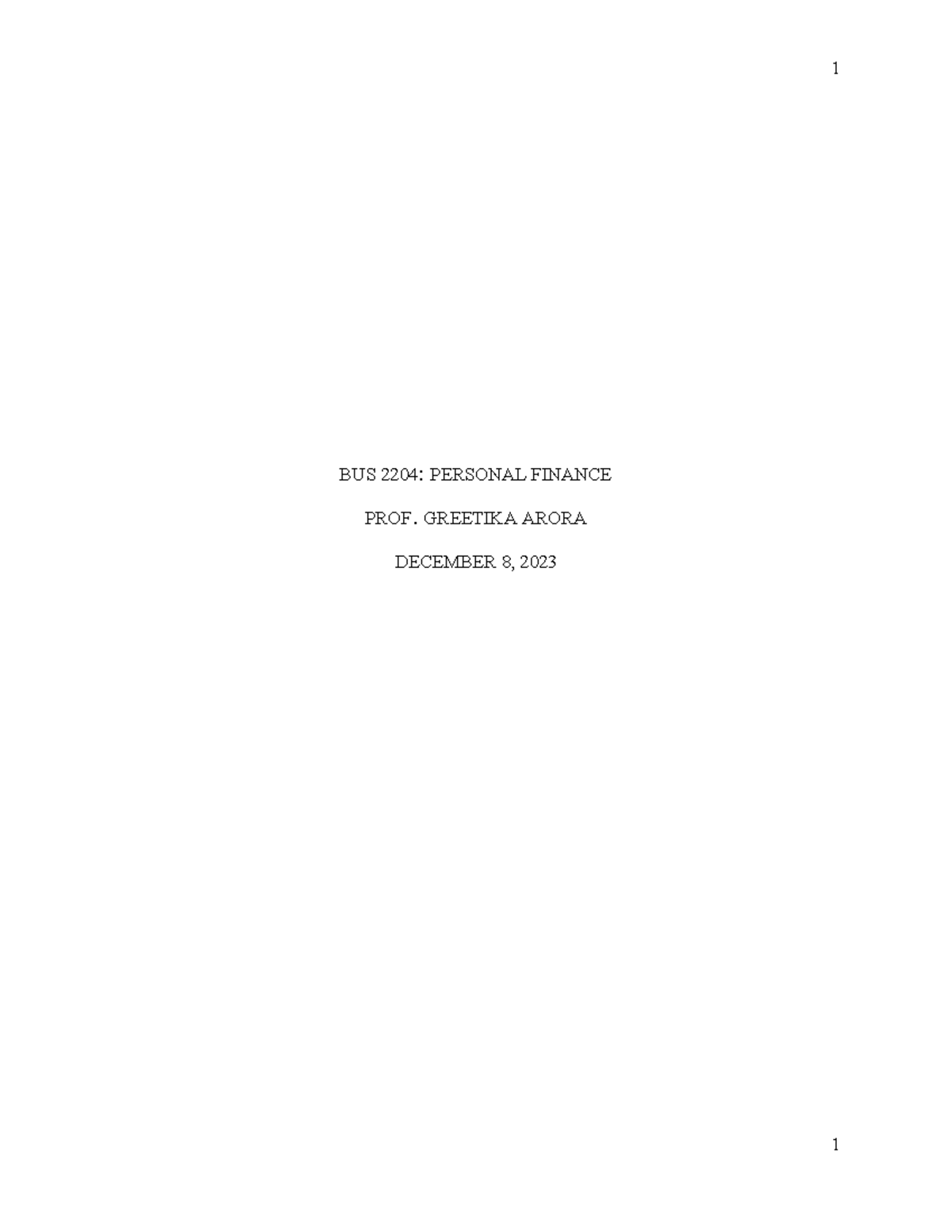 Written Assignment UNIt 4 Priciple OF Finance - BUS 2204: PERSONAL ...