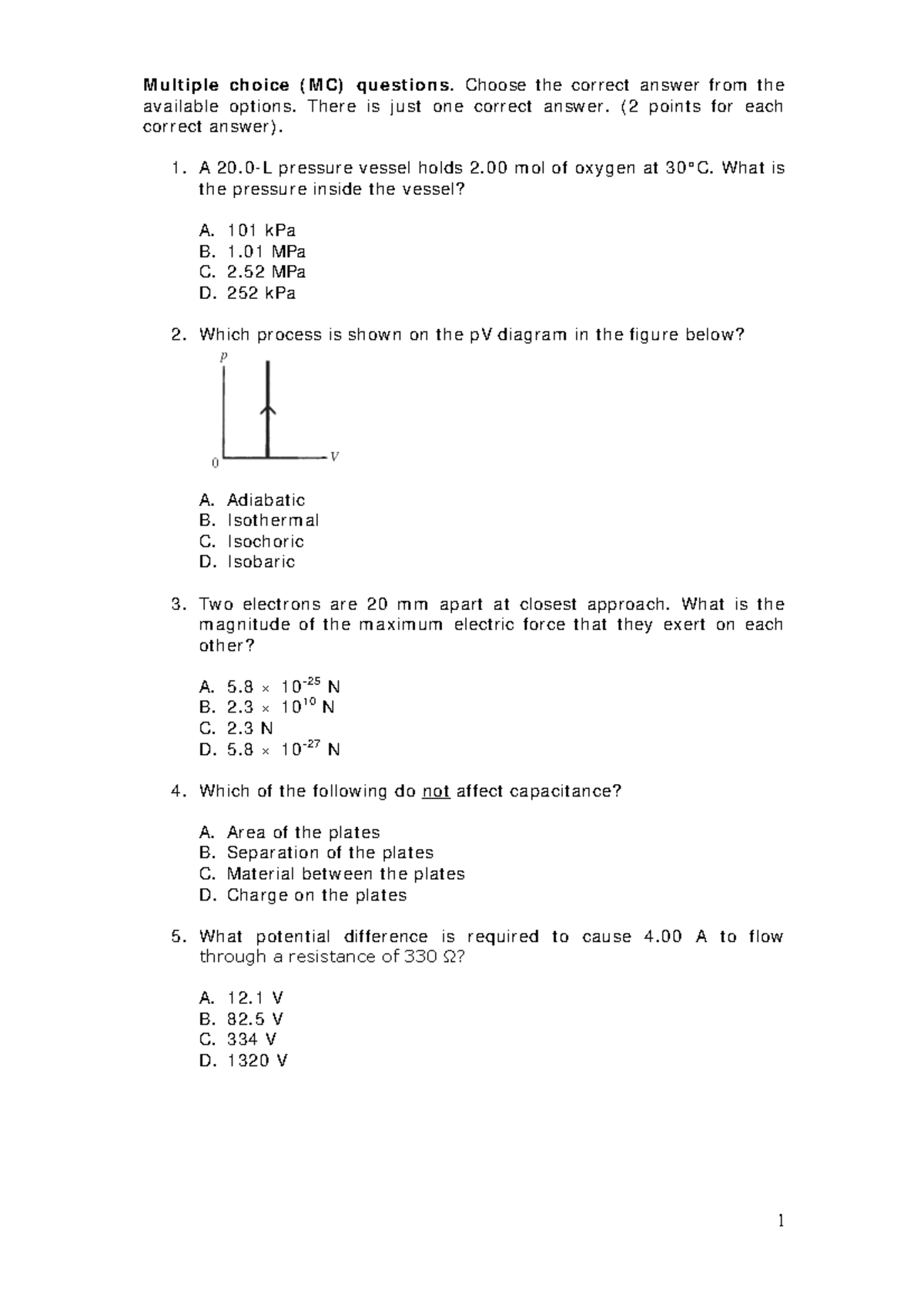 Final exam example questions - M u lt iple choice ( M C) que st ion s ...