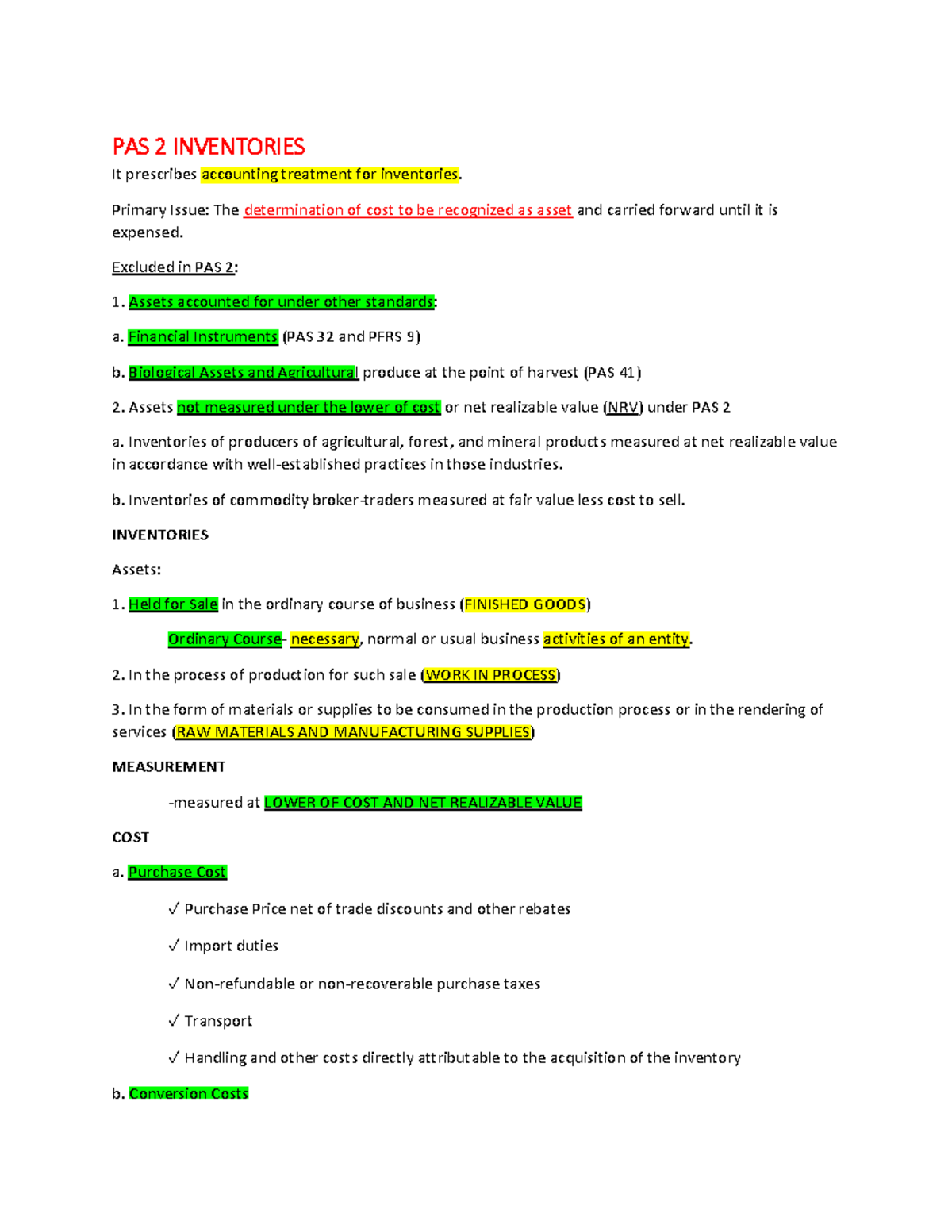 CFAS - an lecture from PAS 2-15 hope it helps. - PAS 2 INVENTORIES It ...