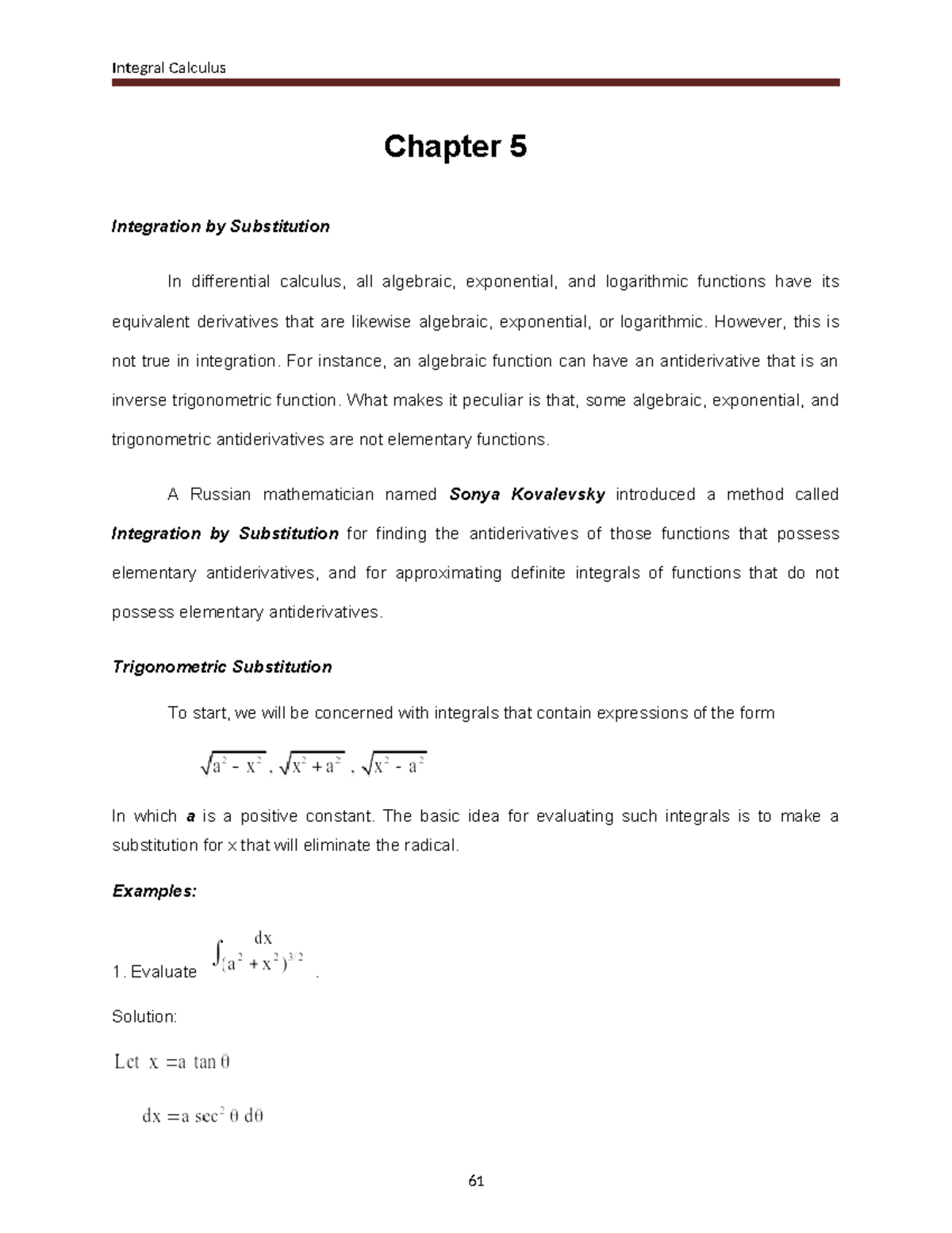 5 - Calculus - Chapter 5 Integration by Substitution In differential ...
