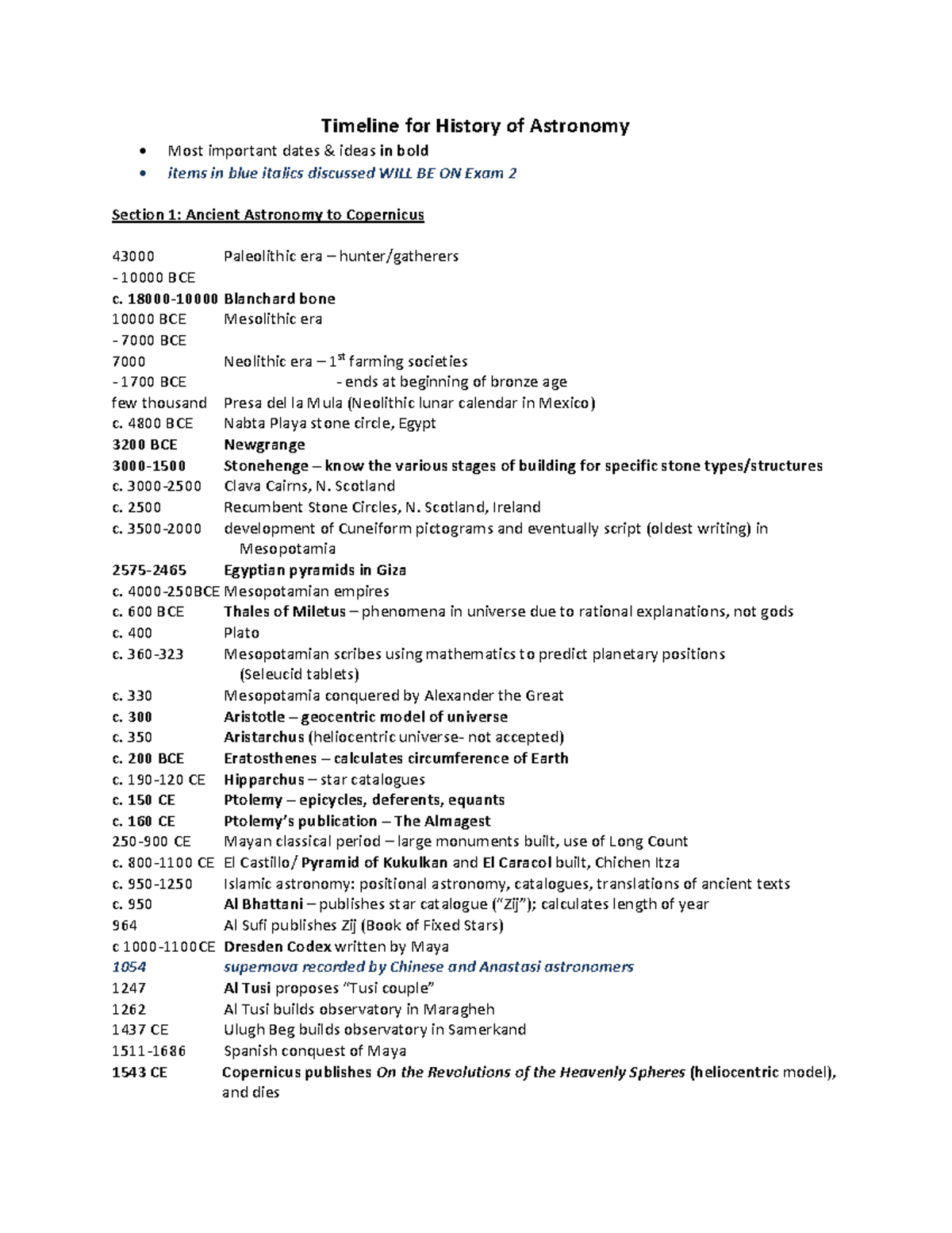Timeline for History of Astronomy SU2021 - Timeline for History of ...
