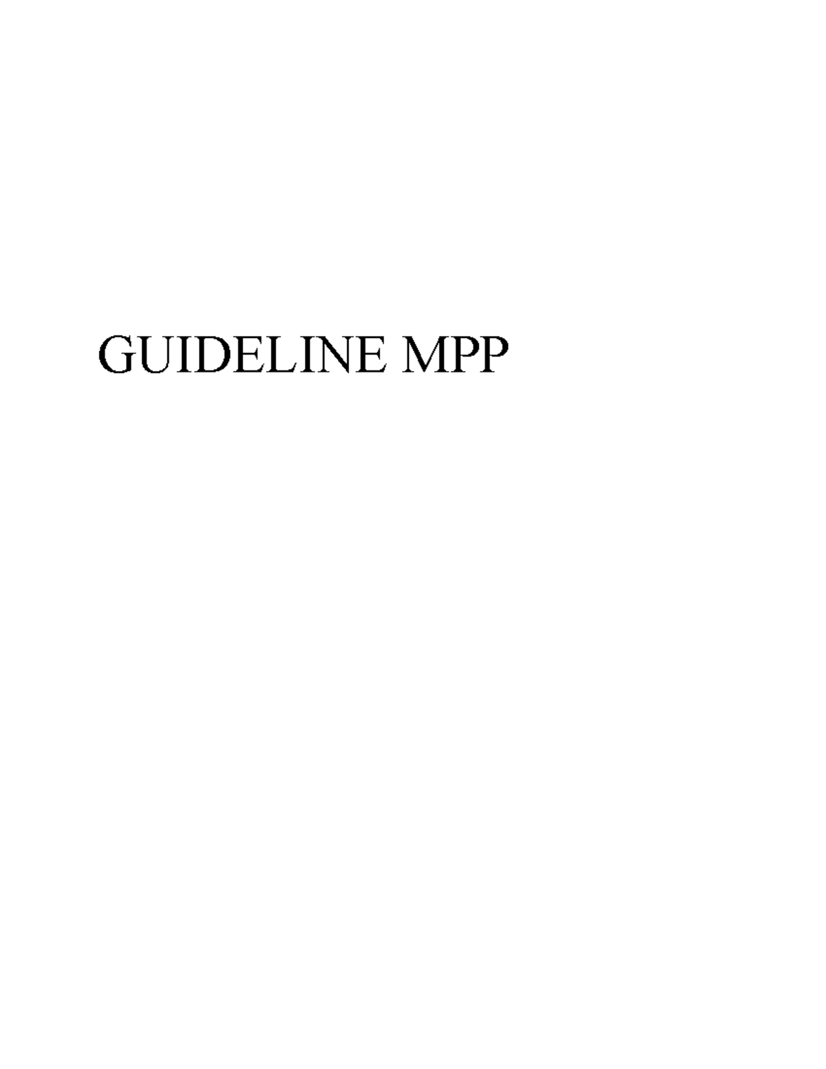 MPP- Guideline - mpp - GUIDELINE MPP I. Introduction II. Major finding ...
