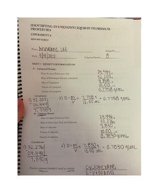 Experiment 5 Lab Report - CH 131L - Studocu
