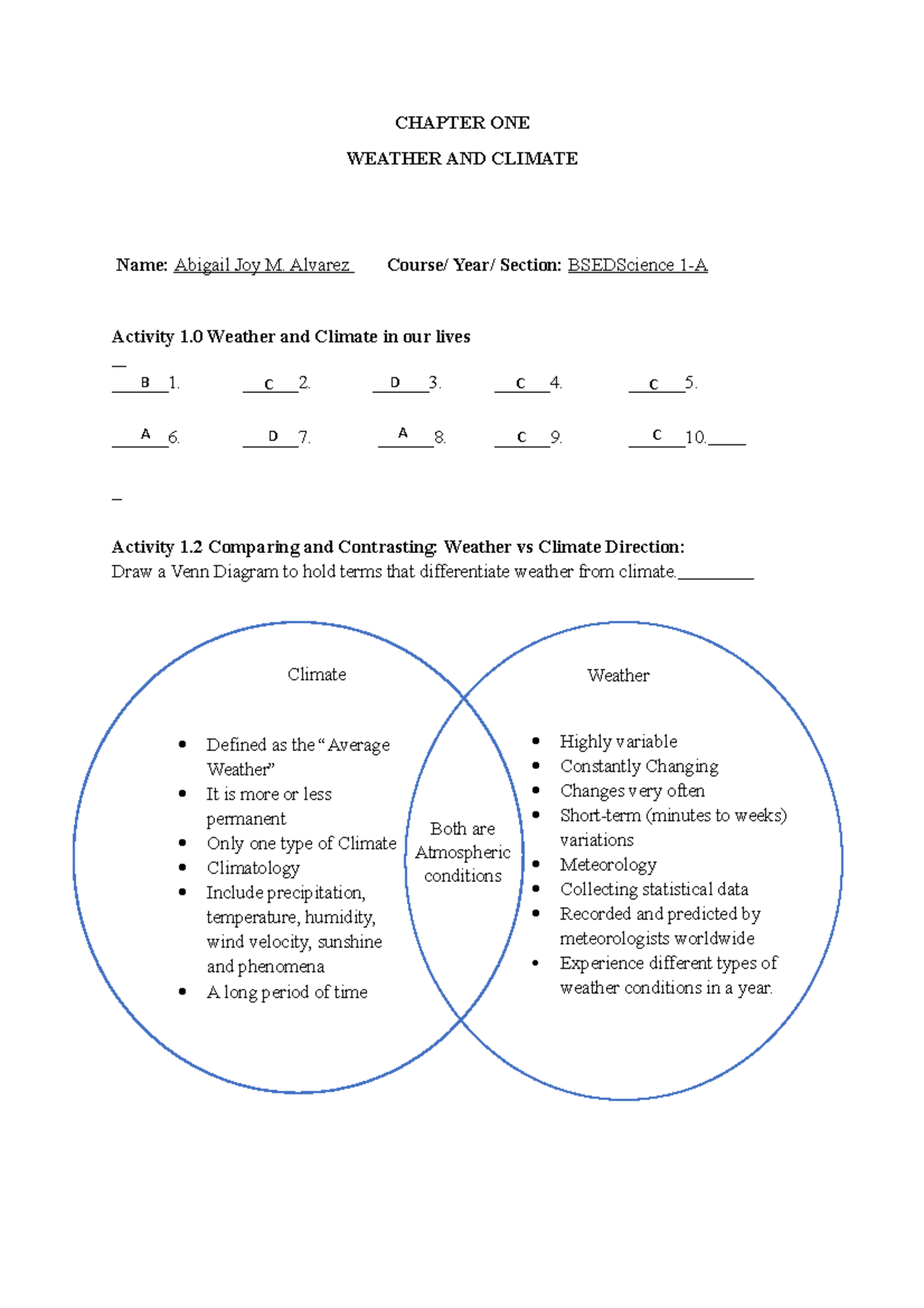 Chapter 1- Weather and Climate SCI 102- Meteorology - CHAPTER ONE ...