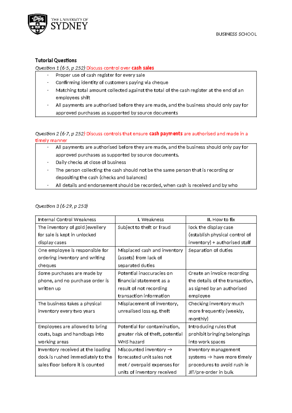 Tut7, week 8 - Detailed tutorial answers for tutorial 7 - BUSINESS ...