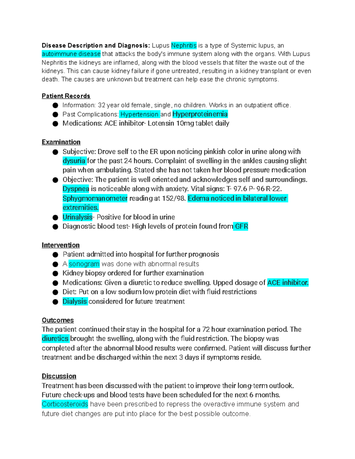Case Study-2 - Case Study - Disease Description and Diagnosis: Lupus ...