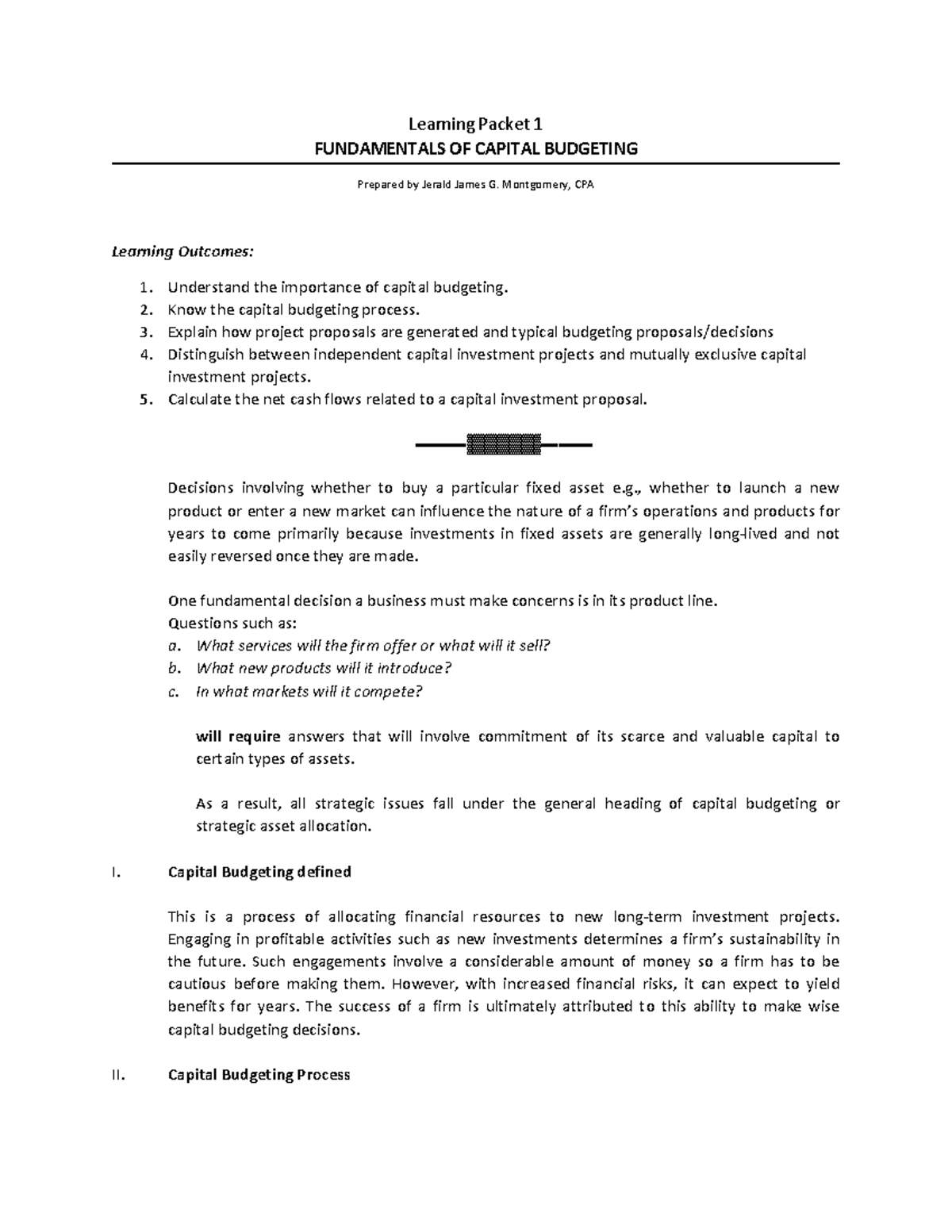 LM-1 - Learning material in FM - Learning Packet 1 FUNDAMENTALS OF ...